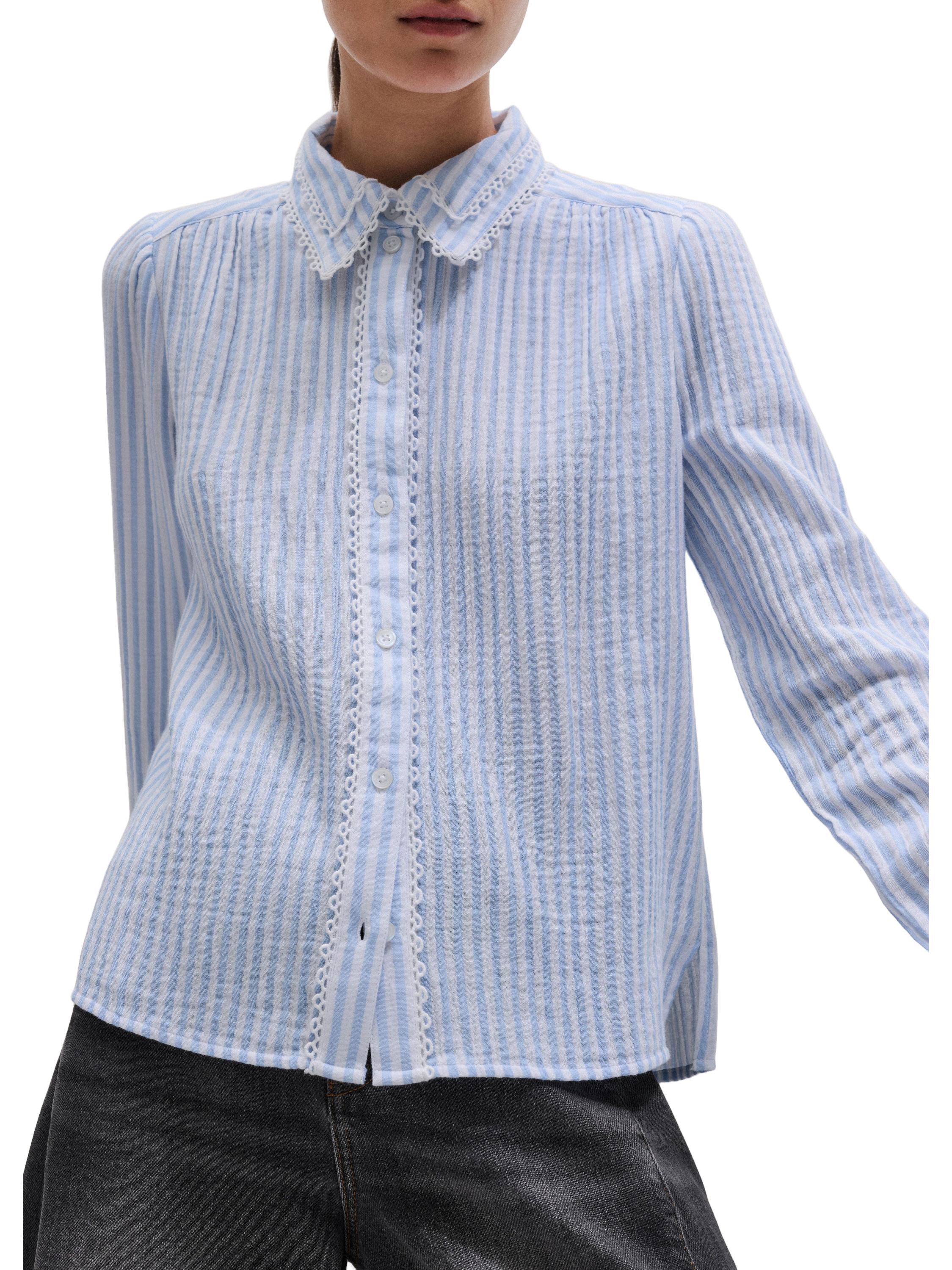 ME+EM ME+EM Striped Lace Trim Blouse